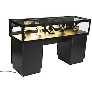 Displays2go JDSHCPMA60 Jewelry Display Case, 60-Inch with Sliding Door and LED Design, Locking