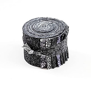 AbsoluteBestChoice 18 Strips Tone-on-Tone Black Fabric Jelly Roll 2.5 inch pre-Cut 100% Cotton Fabric Quilting Strips