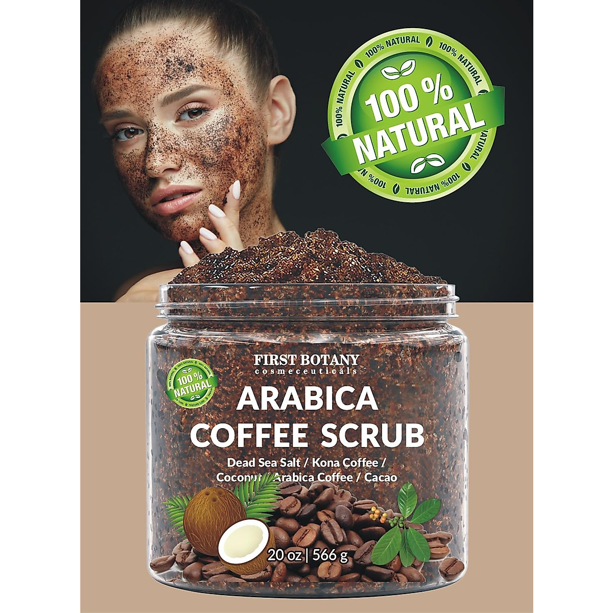 First Botany Cosmeceuticals, 100% Natural Arabica Coffee Scrub with Organic Coffee Coconut & Shea Butter, 20 oz
