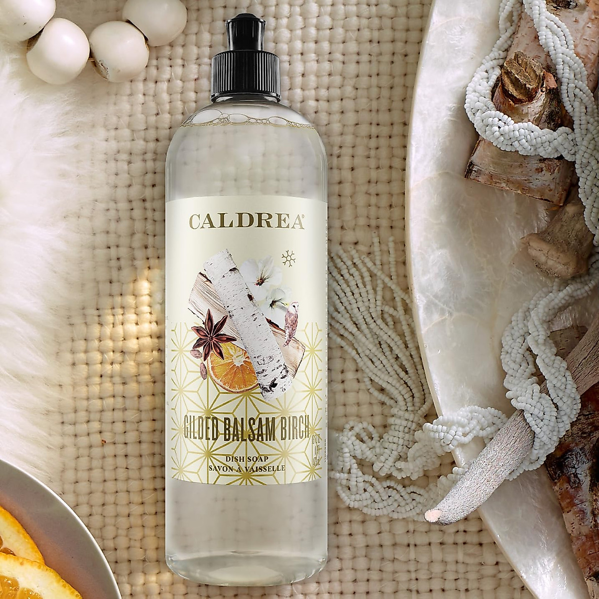 Caldrea Dish Soap, Biodegradable Dishwashing Liquid made with Soap Bark and Aloe Vera, Gilded Balsam Birch Scent, 16 oz