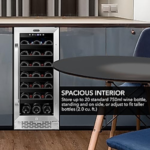 Whynter Stainless Steel BWR-308SB 15 inch Built Undercounter Wine Refrigerator with Reversible Door, Digital Control and Lock, 33-Bottle