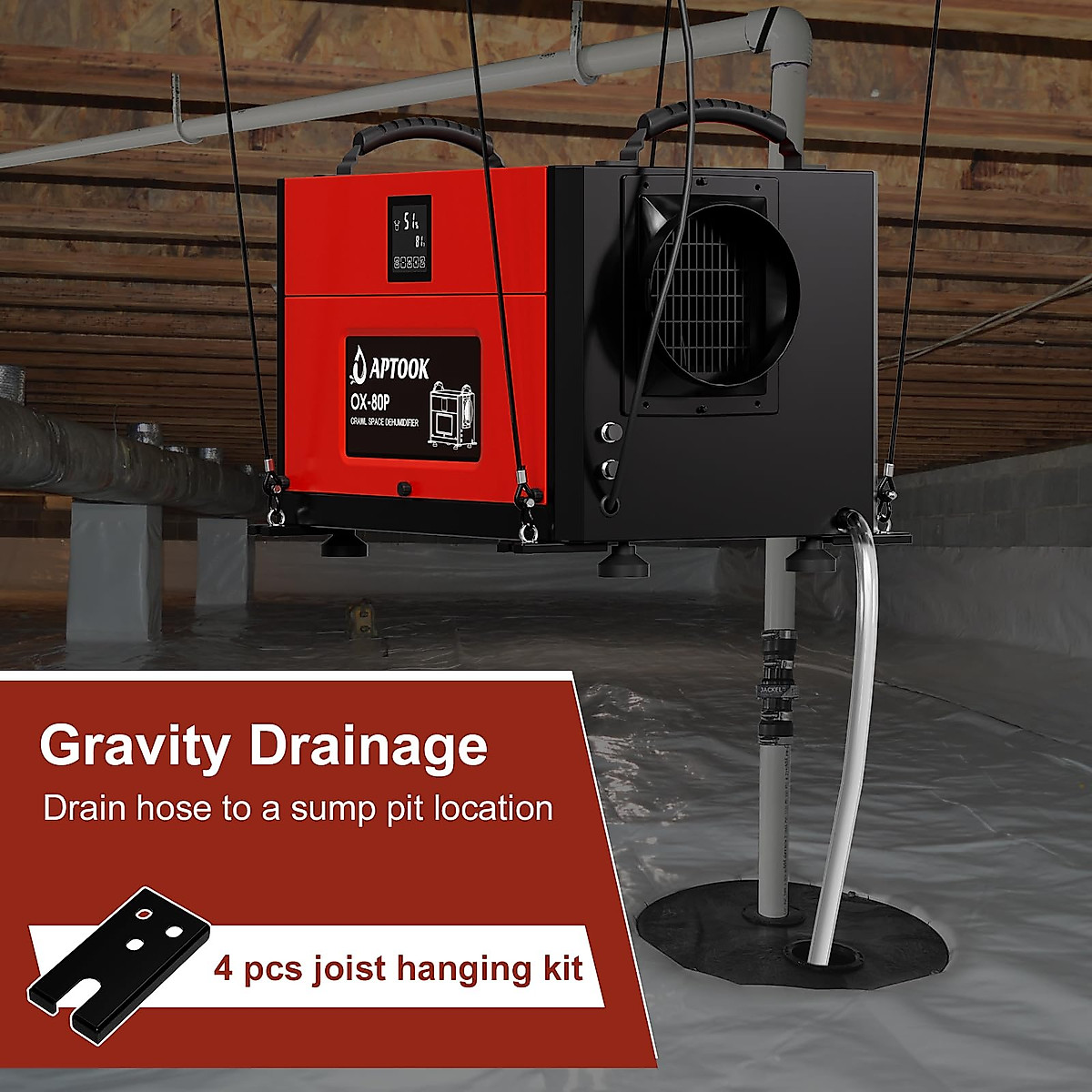 APTOOK 140 Pint Commercial Dehumidifier, Crawl Space Dehumidifier with drain Hose for Basements, Flood Repair Water Damage Restoration, Auto Defrost, Memory Starting