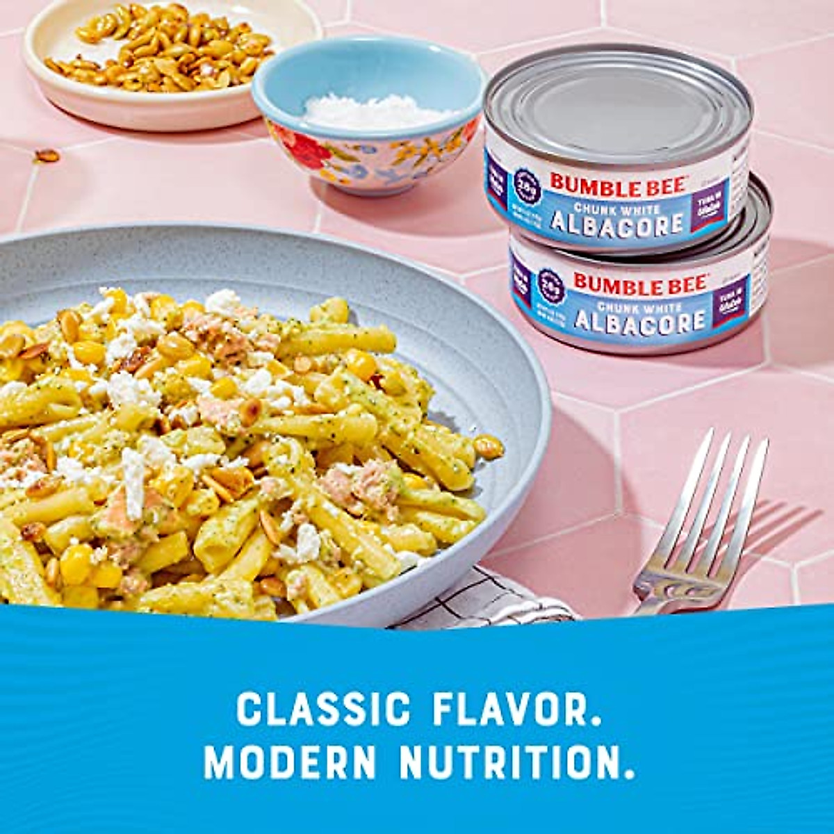 Bumble Bee Chunk White Albacore Tuna in Water, 5 oz Cans (Pack of 4) - Wild Caught Tuna - 20g Protein per Serving - Non-GMO Project Verified, Gluten Free, Kosher - Great for Tuna Salad & Recipes