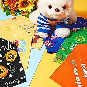 9 Pieces Holiday Dog Bandanas Halloween Dog Bandanas Thanksgiving Christmas Dog Handkerchief Adjustable Large Pet Scarf Washable Dog Scarves for Dog Costume Supply (Cute Pattern)
