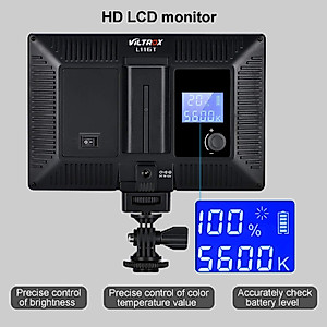 VILTROX 2 Sets Photography LED Video Light Lamp with Bi-Color 3300K-5600K, HD LCD Display Screen, CRI 95 for DSLR Table Photo Studio with Tripods Ultra-Thin Panel Camera Light for Video YouTube