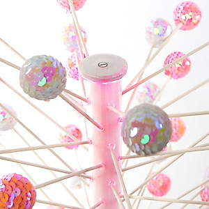 VREASK Acrylic Cake Pop Stand with Led Light, 60 Hole Lollipop Holder Display, Clear White Tower Tree Sucker Sticks Rack for Dessert Table, Birthday Party ,Wedding Parties,Candy Bar