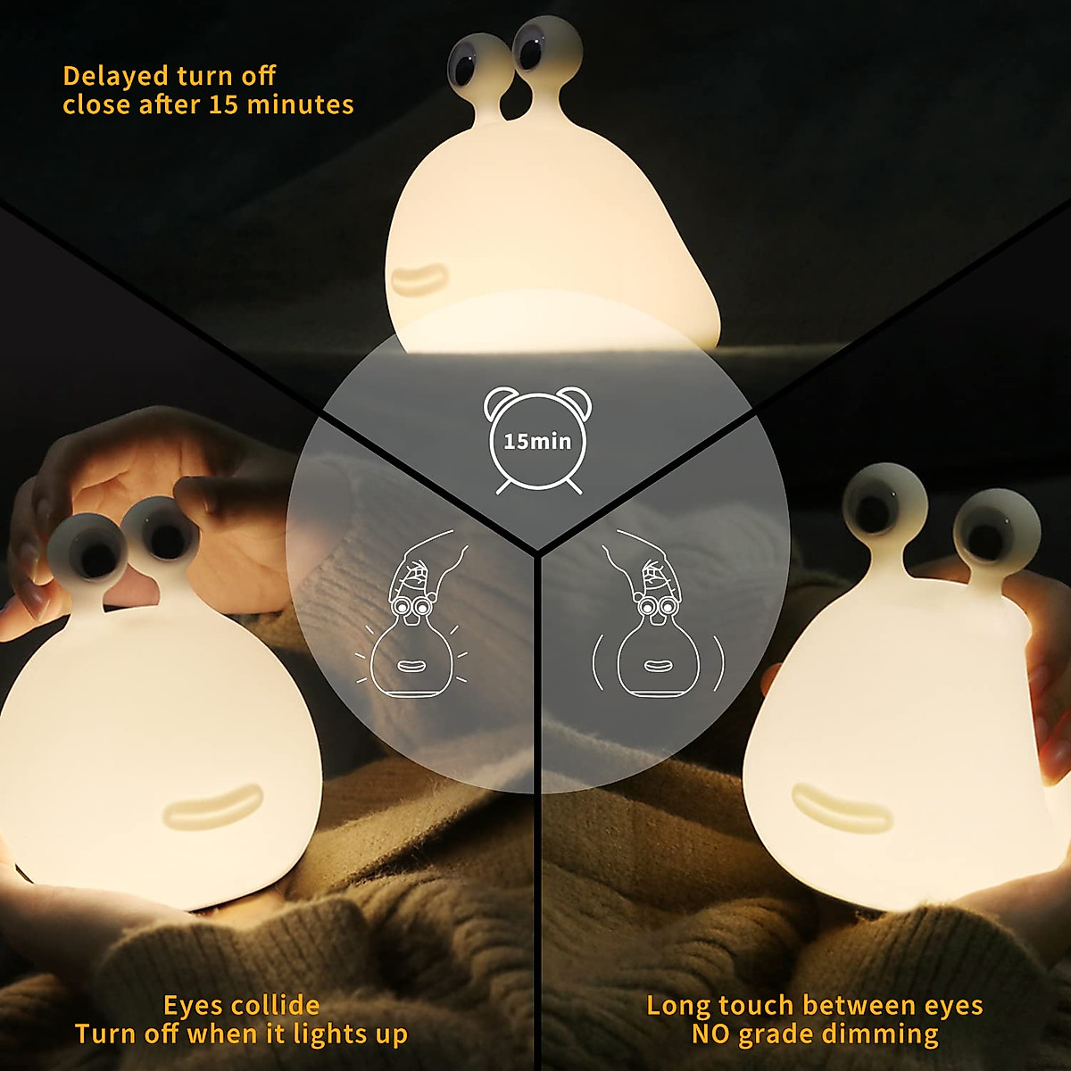 SAILINGFLO Cute Slug Kids Night Light, Birthday Gifts Room Decor Bedroom Decorations for Baby Child Soft Silicone Lamp Gift Box