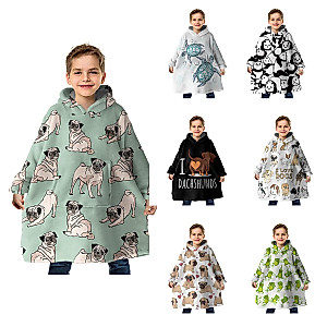 Sleepwish Brown Green Camo Wearable Blanket for Teen Girls Boys,Super Soft Warm Cozy Cute Hoodie for kids, Reversible Sherpa Pullover with Pocket and Sleeves,28x27