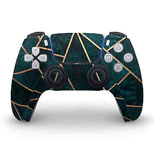Deep Teal Stone Art Mix Vinyl Faceplate Sticker Gaming Skin Case Cover Compatible with Sony Playstation 5 PS5 Digital Edition Console and DualSense Controller