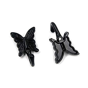 Geesatis 6 pcs Vintage Wall Mounting Hanger Hooks Butterfly Style Hat Hook Coat Hook for Hanging Towels Clothes Scarves Keys, with Mounting Screws, Black