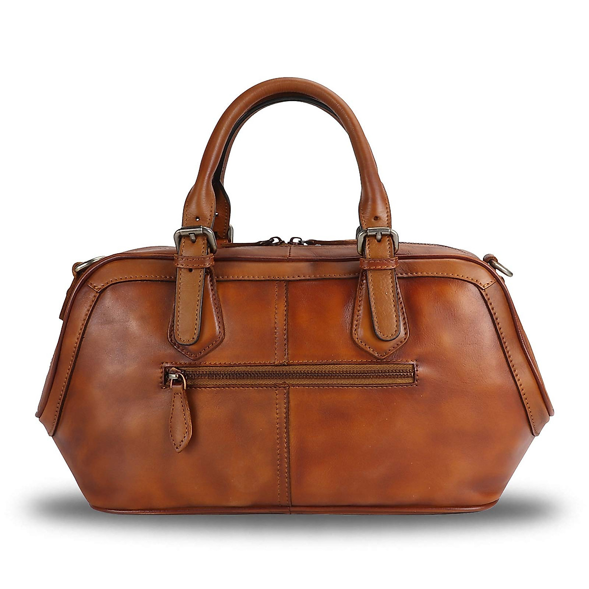 Genuine Leather Satchel Top Handle Handbag Purse for Women Handmade Retro Designer Large Capacity Crossbody Bags (Brown)