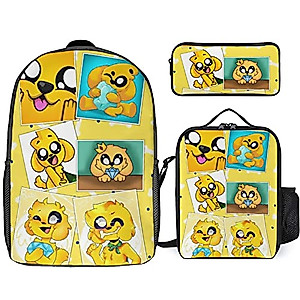 Zqiyhre Mike-Crack Backpack 3 PCS Set, 3D Print Anime Hiking Laptop Backpack Pencil Case Lunch Bag for Teen