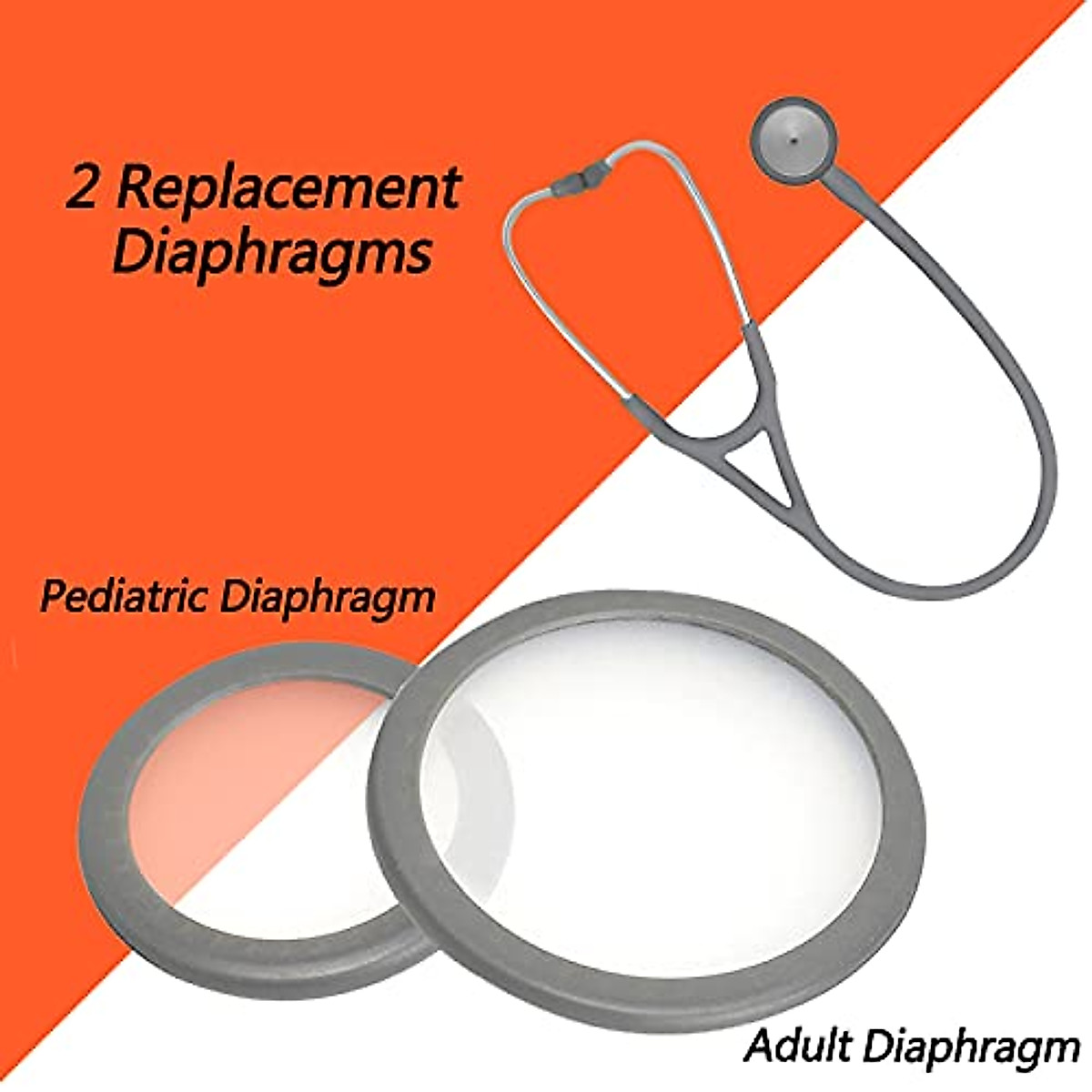 Replacement Accessories Kit Fits Classic 3 Cardiology 3 & Cardiology 4 Stethoscope for Littman Stethoscope Replacement Parts & Stethoscope Bell Cover Diaphragm and Eartips Earbud Replacement Parts. (grey)