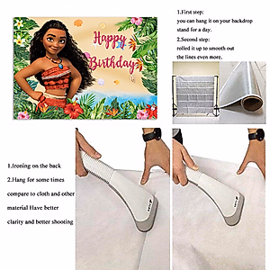 Cartoon Moana Backdrop Maui Summer Beach Princess Girl Birthday Photography Background Baby Shower Party Banner Cake Table Decoration Backdrop 5x3FT