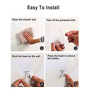24 Packs -Adhesive Hooks Bathroom/Kitchen Wall Hooks Nail Free Sticky Hanger with Stainless Hooks Reusable Towel Utility Hooks