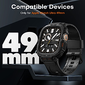 TAURI Bands with Bumper Case Compatible for Apple Watch Ultra 2 (2023) 49mm, [Upgraded Sport Series Design] Adjustable Rugged Cover Strap with Powerful Shockproof for iWatch Ultra 49mm, Men Black