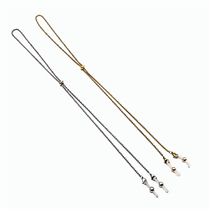 DECKER Metal Glasses Chain for Women Gold and Silver Eyeglasses Holder 2 PCS PACK Women’s eyeglass chain eyewear retainer Eyeglasses Holder Around Neck