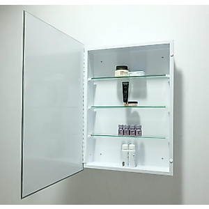 HESONTH Bathroom Medicine Cabinet with 16"x26" Frameless Mirror, Rectangular Beveled Frameless Mirror Cabinet,Wall Mounted Cabinet for Bathroom Toilet Kitchen,Recess or Surface Mount Installation