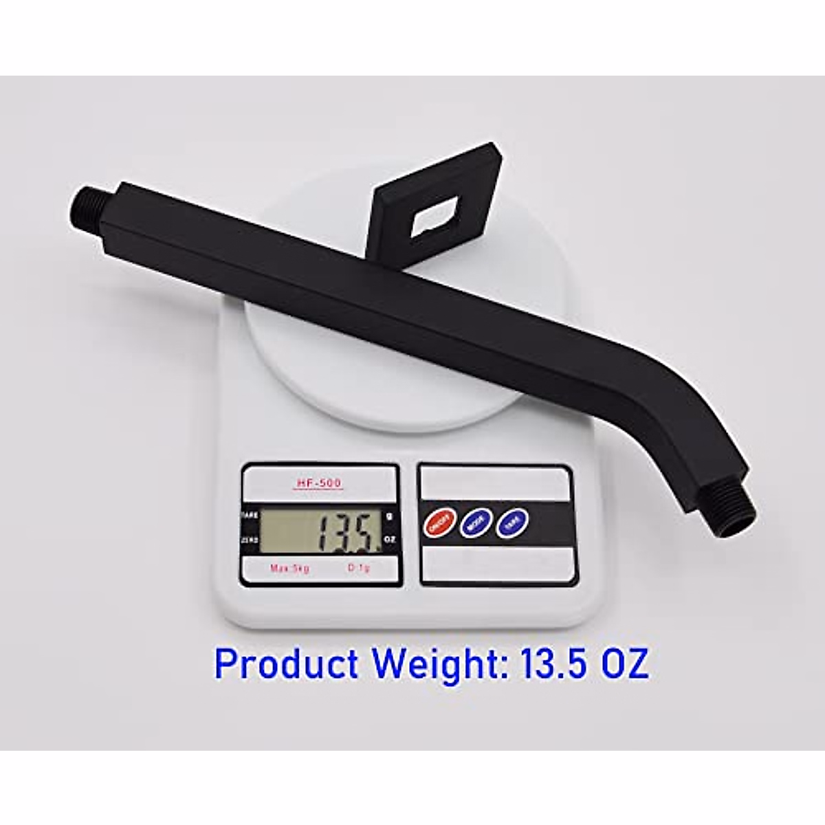 Aquaiaw Square Shower Arm and Anti-Scratch O-Ring Flange, Material 1 inch Solid Brass Pipe, Both Soldered 1/2-14 NPT Tapered Threads, Wall Mount Shower Head Extension Arm (12 inch, Matte Black)