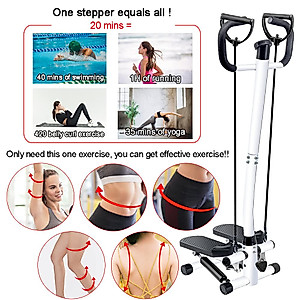 Swity Home Stair Steppers with Handrail & Resistance Bands for Exercise - 2 Ways to Use, Mini Step Machine Fitness Stepper with Display for Full Body Training, 300 lbs Weight Capacity