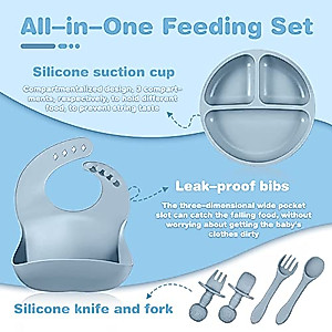 Baby Feeding Set Silicone Toddlers Weaning Feeding Sippy Cup with Straw and Laid Baby Feeding Supplies Set