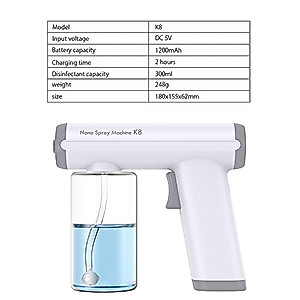 Disinfectant Fogger Machine, Electric ULV Sprayer Touchless Disinfection Atomizer, LITSPED Handheld Nano Steam Gun with Blue Light, 300ml, USB Rechargeable for Indoor Outdoor