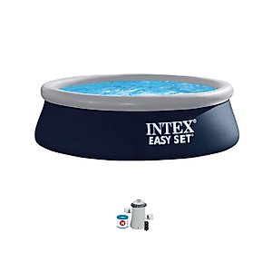 Intex Easy Set 8 Foot x 30 Inch Round Inflatable Top Ring Outdoor Backyard Above Ground Swimming Pool for Kids and Adults with 330 GPH Filter Pump