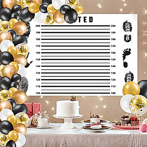 EMTOBT 7x5ft Detective Photography Backdrop Police Station Black Height Line Mugshot Suspect Fingerprint Clues Evidence Lead Register Mystical Party Background Photo Props BJDJEM0085