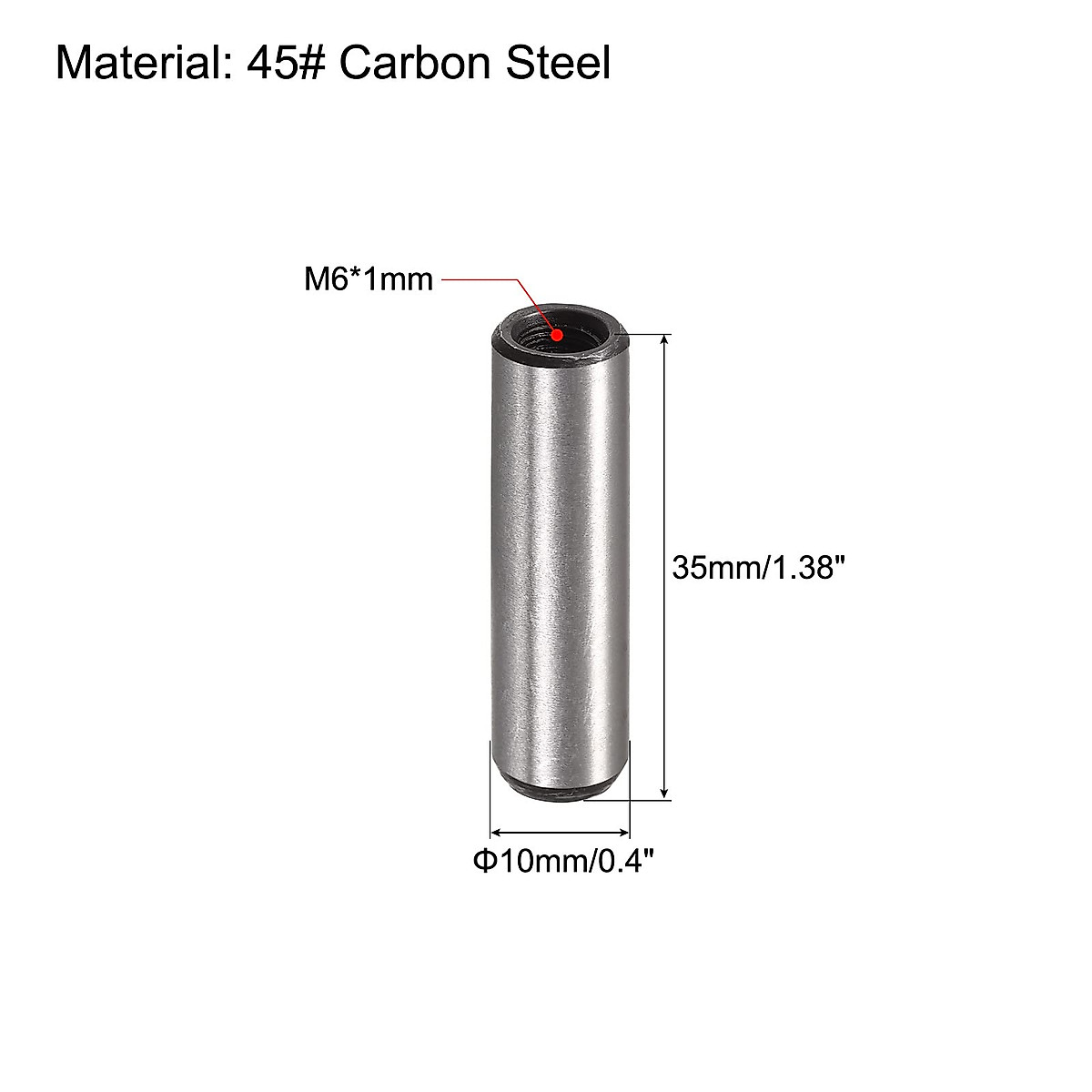 uxcell M6 Internal Thread Dowel Pin 5pcs 10x35mm Chamfering Flat Carbon Steel Cylindrical Pin Bed Bookshelf Metal Devices Industrial Pins