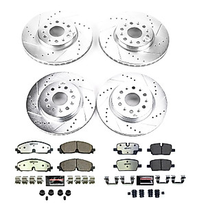 Power Stop Front and Rear K8794-36 Carbon-Fiber Ceramic Brake Pad with Drilled and Slotted Rotor Kit Z36 Truck and Tow For Buick Enclave, Chevy Blazer, Chevy Traverse, GMC Acadia [Model Specific]