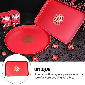 Red Tea Serving Tray Chinese Wedding Dessert Plate Tray Food Serving Tray Decorative Tray Organiser Ottoman Coffee Table Countertop for Bridal Shower Wedding