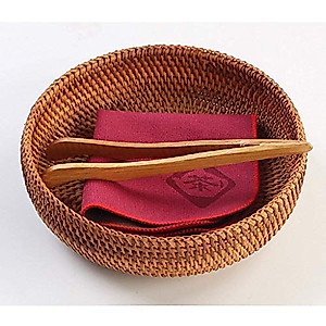 Hand-Woven Round Multi-Purpose Tray fit for Food Fruit Weaving Storage Holder
