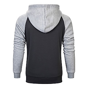 Maiyifu-GJ Men's Fleece Color Block Pullover Hoodies Slim Fit Drawstring Hooded Sweatshirt Casual Long Sleeve Gym Hoodie (Dark Grey,XX-Large)