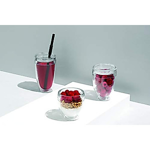 Bodum Plastic K11849-10SA Pavina To Go Double Wall Shatterproof Tumbler With Lid 2-Pack, 10 Ounce, Clear