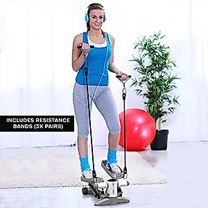 Mini Stepper & Stair Climber Machine - w/Resistance Bands Set - Built in Monitor by Nordic Lifting