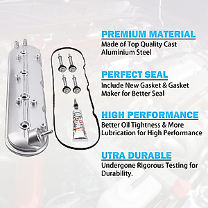 Driver Side Valve Cover with Gaskets - Compatible with 2011-2019 4.8L 5.3L 6.0L 6.2L Chevy Silverado, Suburban, Tahoe, Trailblazer, GMC Sierra, Yukon, Cadillac Escalade - Replace 12642655 264-969