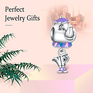 MGIUL Teapot and Teacup Couple Charm Beads for Women Bracelets Necklaces 925 Sterling Silver Pendants Jewelry Gift