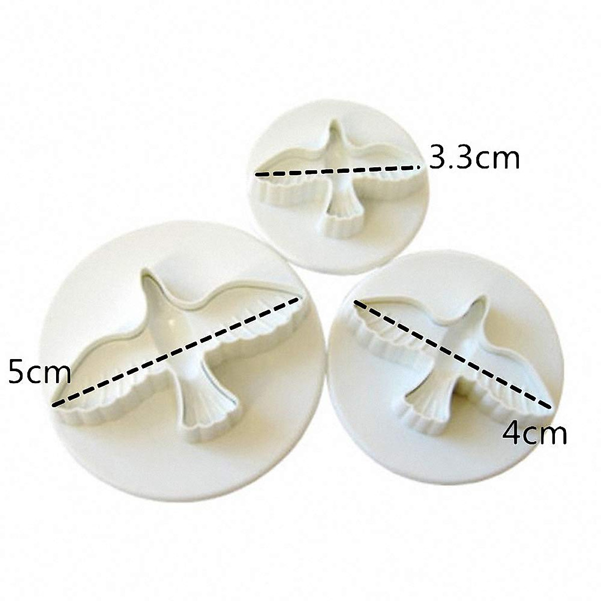 3Pcs Dove Fondant Plunger Cutters, Dove Molds for Angelic Baptism Party Cake Cupcake Decorating Sugarcraft Gum Paste Cookies Plunger Cutter Presses