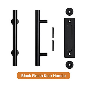 DOEWORKS 5 FT Sliding Barn Door Hardware Kit with Handle, Single 30" Wide Wood Door Hardware Closet Track Kit Set, DIY Barn Door