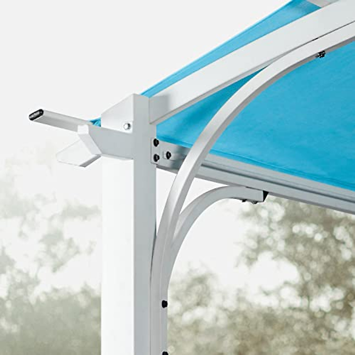 Meetleisure 11’ x 11’ Outdoor Pergola, Pergola Canopy for Patio, Arched Roof Metal Pergola with Full Coverage Sun Shade Canopy & Aqua Blue Sidewalls