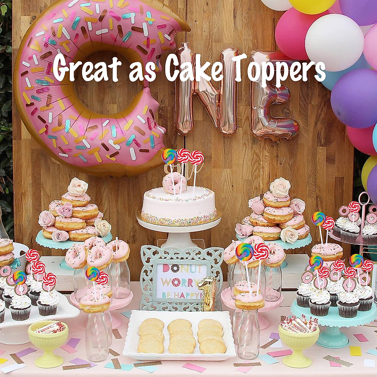 LIDATREE 1.5" Swirl Lollipop, Rainbow Lollipops Individually Wrapped Bulk, Kid's Lollipops Candy for Birthday, Mixed Fruit Flavor 12 Pack