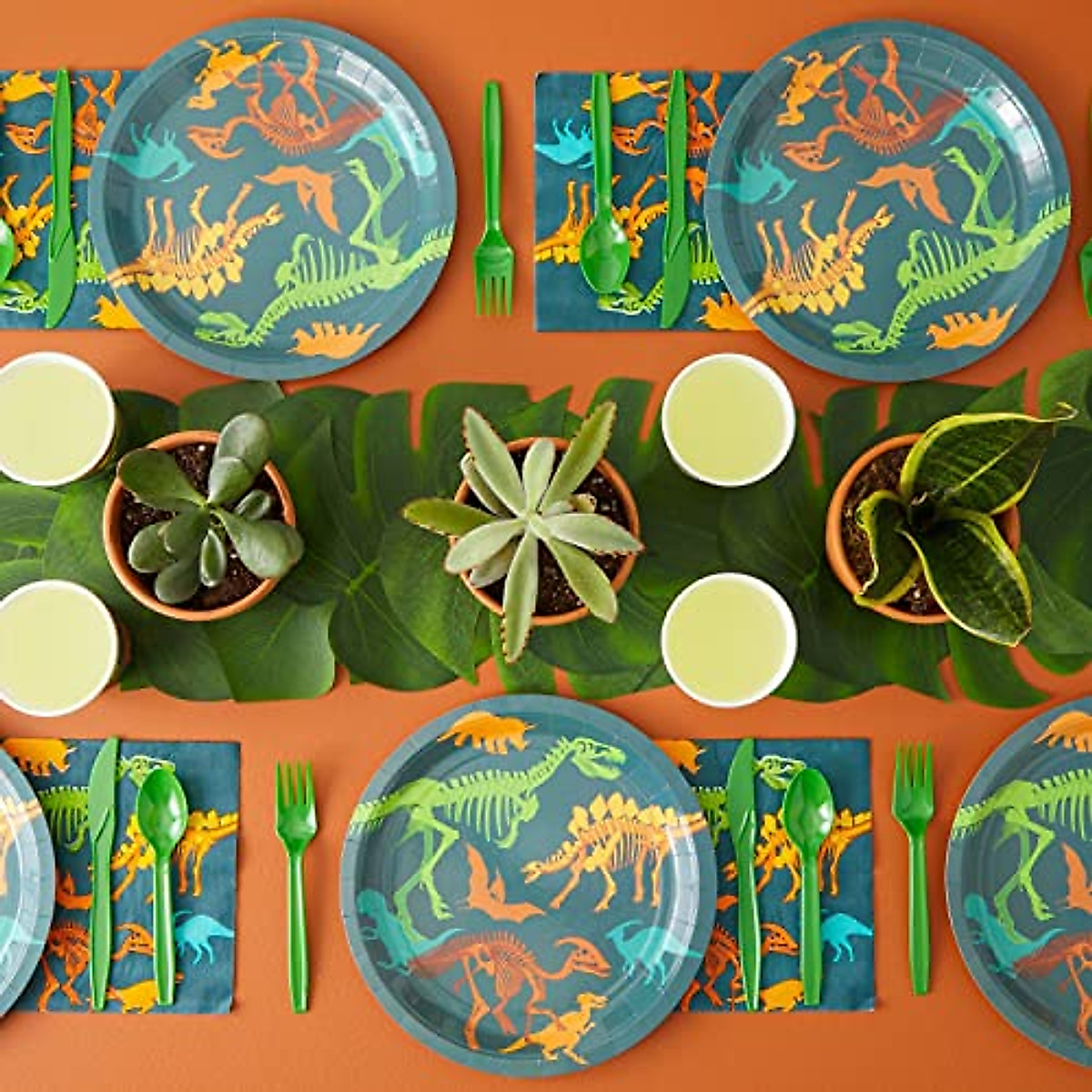 144 Piece Rawr Dinosaur Birthday Party Supplies, Dino Dinnerware Set with Plates, Napkins, Cups, and Cutlery (24 Guests)