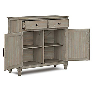 SIMPLIHOME Connaught Traditional Entryway Storage Cabinet, 40 inch Wide, Rectangle in Distressed Grey