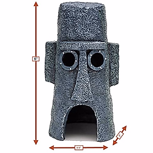 Penn-Plax Spongebob Squarepants Officially Licensed Aquarium Ornament – Squidward’s Easter Island Home – Medium