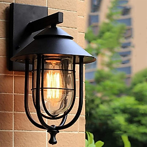 Zziyj Garden Home Decoration Terrace Balcony Exterior Glass Wall Light for Outdoor Mediterranean Bracket Lamp Sconces E27 Door Post Lantern