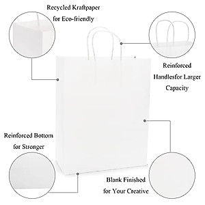 Yesland 90 Pcs White Paper Bags with Handles Bulk - 3 Sizes White Gift Bags and Kraft Paper Gift Bags - Paper Shopping Bags and Craft Bags for Shopping Packaging Retail Party Wedding, 10 x 4.7 x13 In