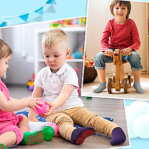 Geyoga 12 Pairs Non Slip Socks Ankle Grip Anti Skid Socks for Boys Toddlers Girl(Multicolor, 5-11 Years)