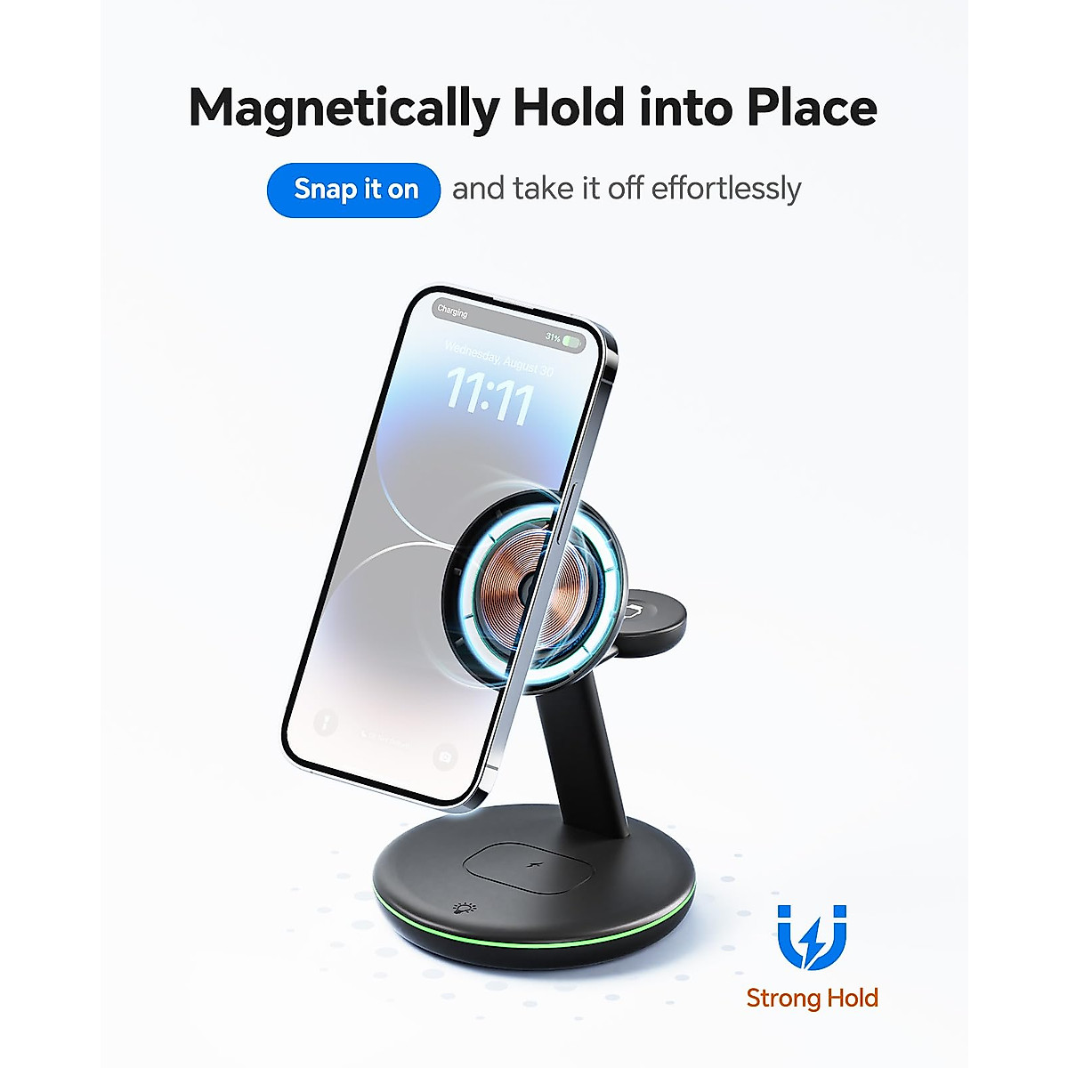 3 in 1 Charging Station for Apple Devices, Mag - Safe Charger Stand,15W Fast Magnetic Charger Wireless Compatible for iPhone 15 14 13 12 Pro/Max/Plus/Mini,AirPods Pro/3/2,iWatch 9/8/7/6/SE/5/4/3/2