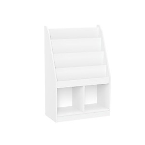 RiverRidge Kids Bookshelf & Toy Storage Organizer with 4 Book Racks, 2 Cubbies - Versatile Toy Organizer for Bedroom or Playroom Book Nook Toy Tidy