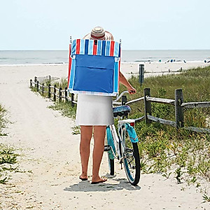 Rio Beach Portable Folding Backpack Beach Lounge Chair with Backpack Straps and Storage Pouch , Blue and Red, 8.5 lbs